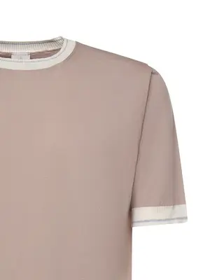 Eleventy Contrast Trim Crew Neck T-shirt - Nude