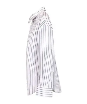 AMI Paris De Coeur Striped Curved Hem Shirt