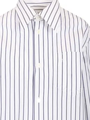 AMI Paris De Coeur Striped Curved Hem Shirt