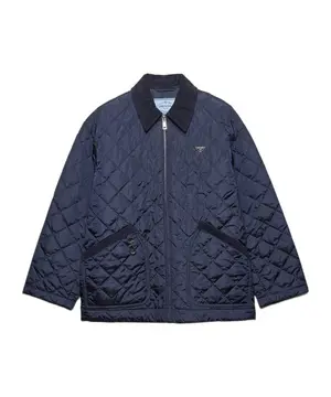 Prada Re-nylon Quilted Jacket With Enamel Triangle Logo - Blue