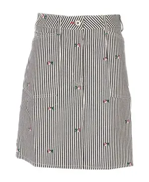 Kenzo Striped Denim Midi Skirt With Embroidered Detail - No