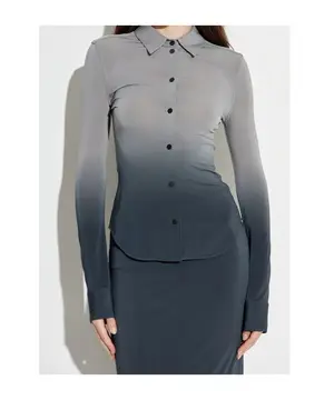 Alaïa Gradient Jersey Shirt With Classic Collar And Button Fastening - Gray
