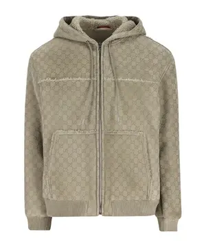 Gucci Frayed Detail Hooded Bomber Jacket