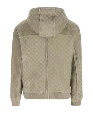 Gucci Frayed Detail Hooded Bomber Jacket