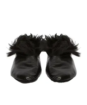 JIL SANDER Pointed Toe Fur Trimmed Slippers