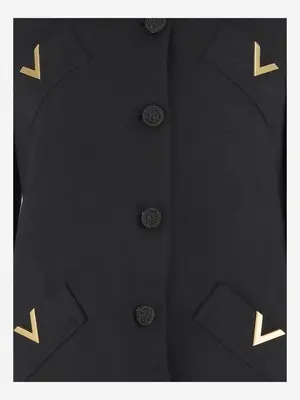 Valentino Garavani V-shaped Button Coat - Black