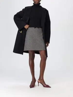 Valentino Garavani Button-up A-line Hem Coat With Gold Accents - Black