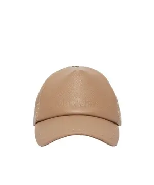 Max Mara Max Mara Tumbled Calfskin Baseball Cap Mud Color