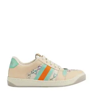Gucci Screener Lace-up Sneakers With Double G Detail - Nude