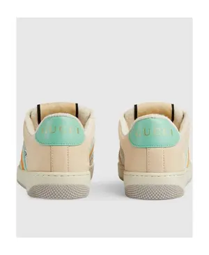 Gucci Screener Lace-up Sneakers With Double G Detail - Nude