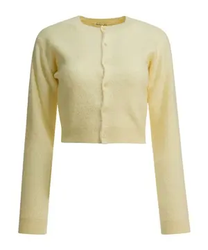 Auralee Garment-dyed Knit Crew-neck Cardigan - No