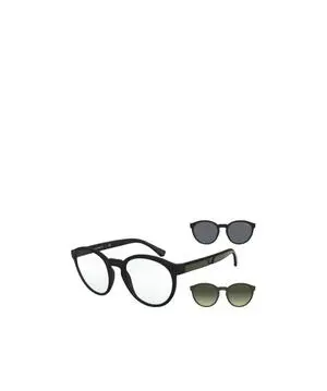 Emporio Armani Round Frame Sunglasses With Clips - Black