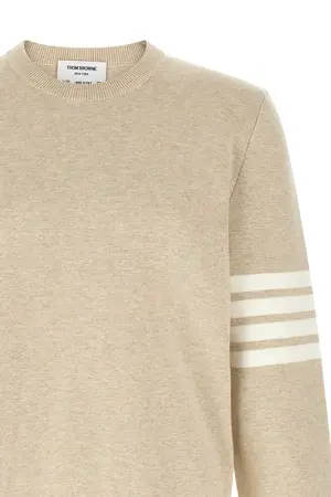 Thom Browne 4-bar Milan Stitch Knitted Crew Neck Sweater - Beige
