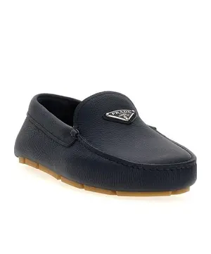 Prada Logo Plaque Slip-on Loafers