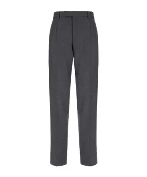 Zegna Wool Trousers With Pleated Design - Grey