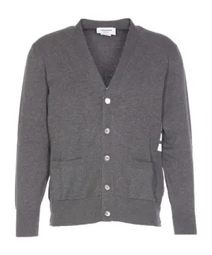 Thom Browne 4-bar V-neck Cardigan - Grey