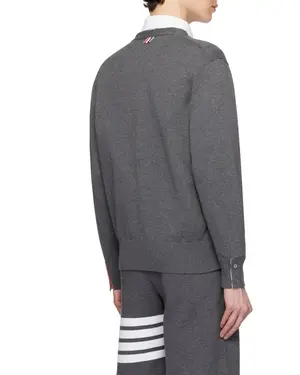 Thom Browne 4-bar V-neck Cardigan - Grey