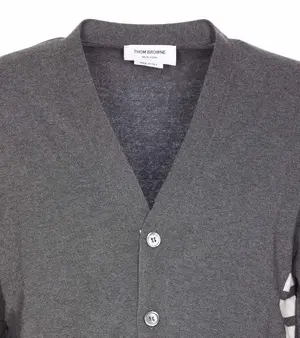 Thom Browne 4-bar V-neck Cardigan - Grey