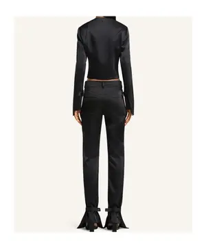 COURREGES Oblique Satin Tailored Cropped Jacket - Black