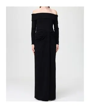 Ralph Lauren Off-shoulder Gown With Pleated Waist Detail