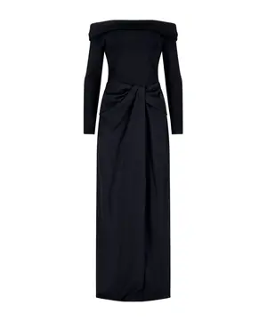 Ralph Lauren Ralph Lauren Off-Shoulder Long-Sleeve Gown Black