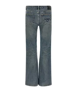 R13 Straight Leg Jeans With Contrast Stitching
