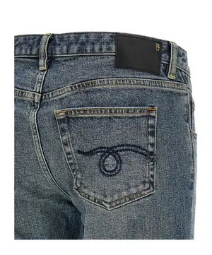 R13 Straight Leg Jeans With Contrast Stitching
