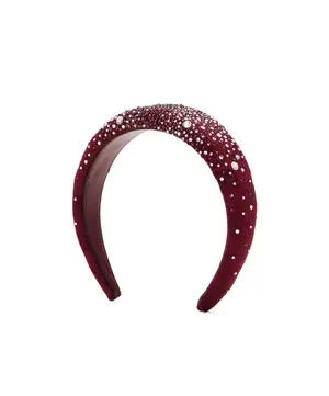 Gucci Gg Canvas Headband With Crystals - Bordeaux