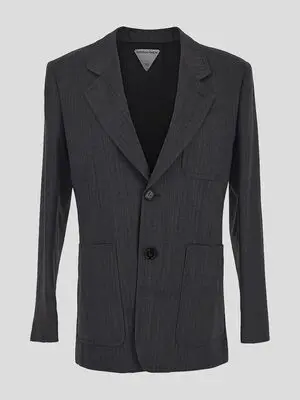 Bottega Veneta Chevron Single-breasted Blazer - Black