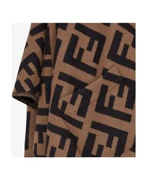 Fendi Ff Motif Fringed Poncho