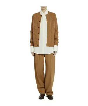THE ROW Knit Wool Cardigan With Ribbed Detailing