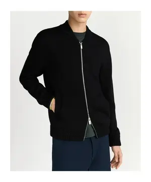 Dior Wool Knit Bomber Jacket With Ribbon Embroidery