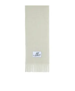 Marni Logo Patch Fringed-edge Scarf - Grey