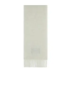Marni Logo Patch Fringed-edge Scarf - Grey