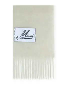 Marni Logo Patch Fringed-edge Scarf - Grey