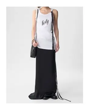 ANN DEMEULEMEESTER Seva Printed Tank Top With Detachable Ribbon - White