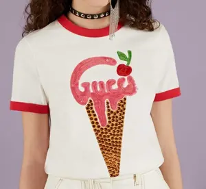 Gucci Ice Cream Sequin Embroidered T-shirt - Ivory