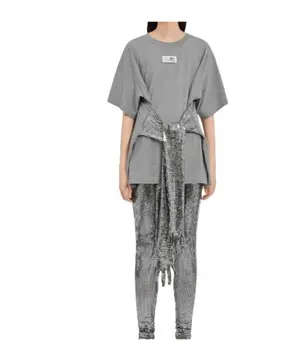 MAISON MARGIELA Round Neck T-shirt With Back Stitch Detail - Gray