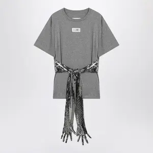 MAISON MARGIELA Round Neck T-shirt With Back Stitch Detail - Gray