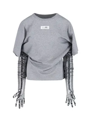 MAISON MARGIELA Round Neck T-shirt With Back Stitch Detail - Gray