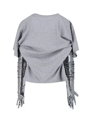 MAISON MARGIELA Round Neck T-shirt With Back Stitch Detail - Gray