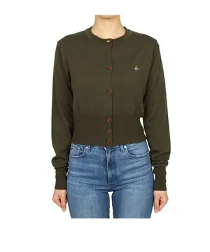 VIVIENNE WESTWOOD Orb Embroidered Cropped Cardigan - Green