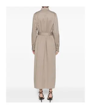Peserico Long Sleeve Belted Shirt Dress With Side Slits
