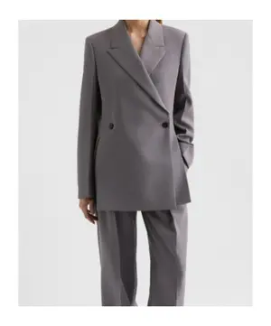 JIL SANDER Gabardine Double Breasted Blazer - Gray