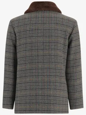 Bonpoint Checked Buttoned Jacket - Black