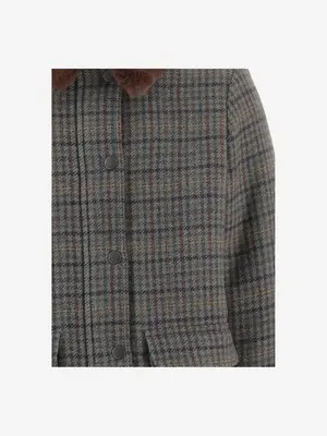 Bonpoint Checked Buttoned Jacket - Black