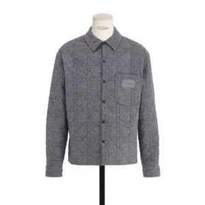 Dior Cannage Overshirt With Embroidery - Gray