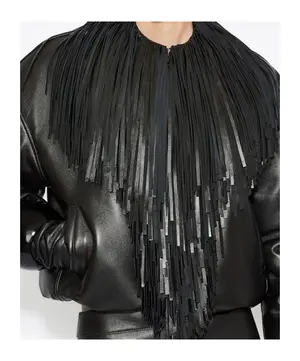 Alaïa Fringed Leather Bomber Jacket