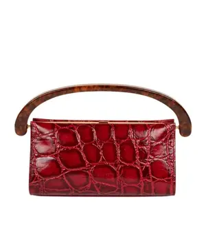 Dries Van Noten Embossed Leather Top Handle Bag With Detachable Strap