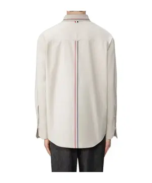 Thom Browne Rwb Striped Curved Hem Shirt